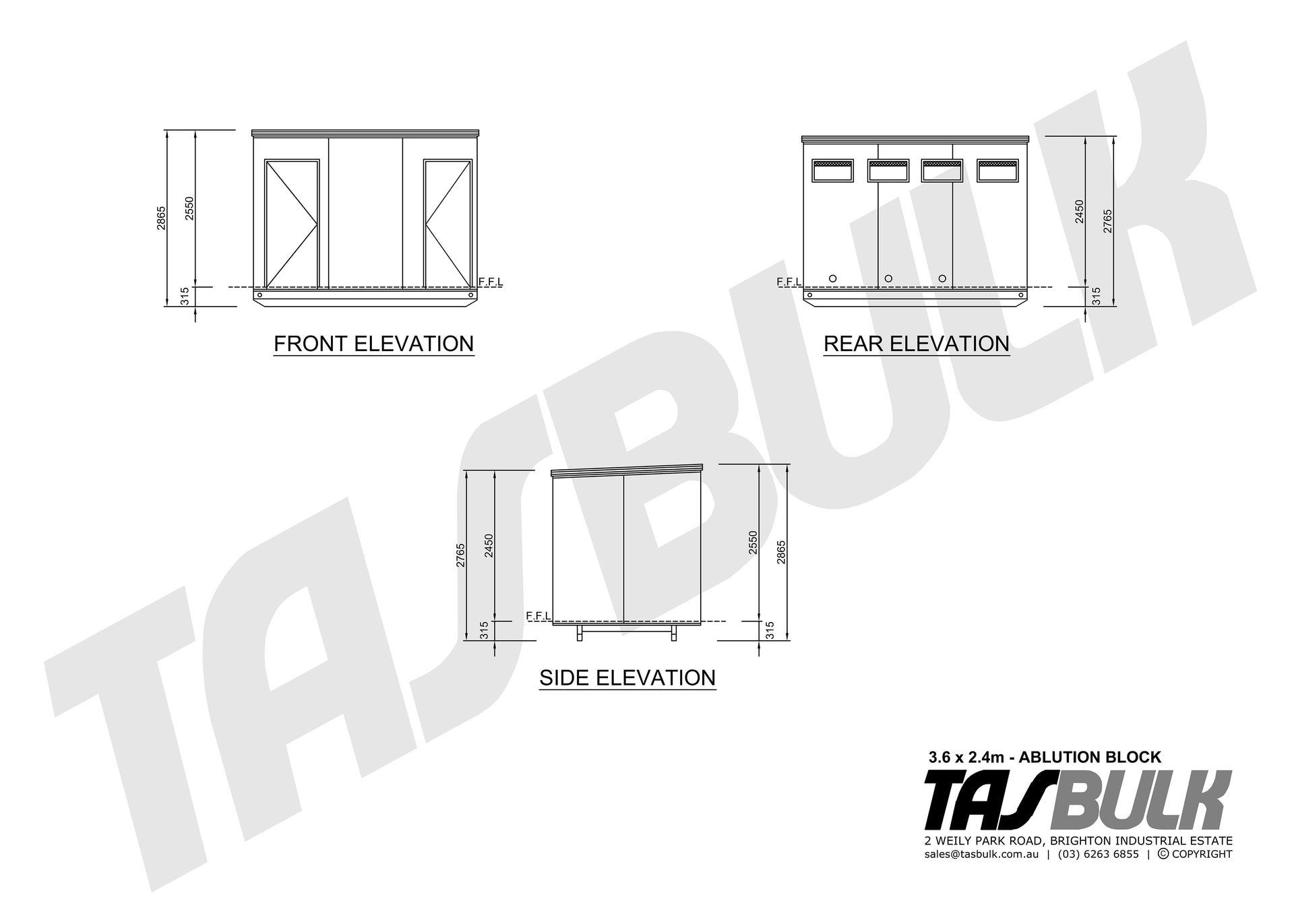 3.6 x 2.4m Ablution Block – Tasbulk