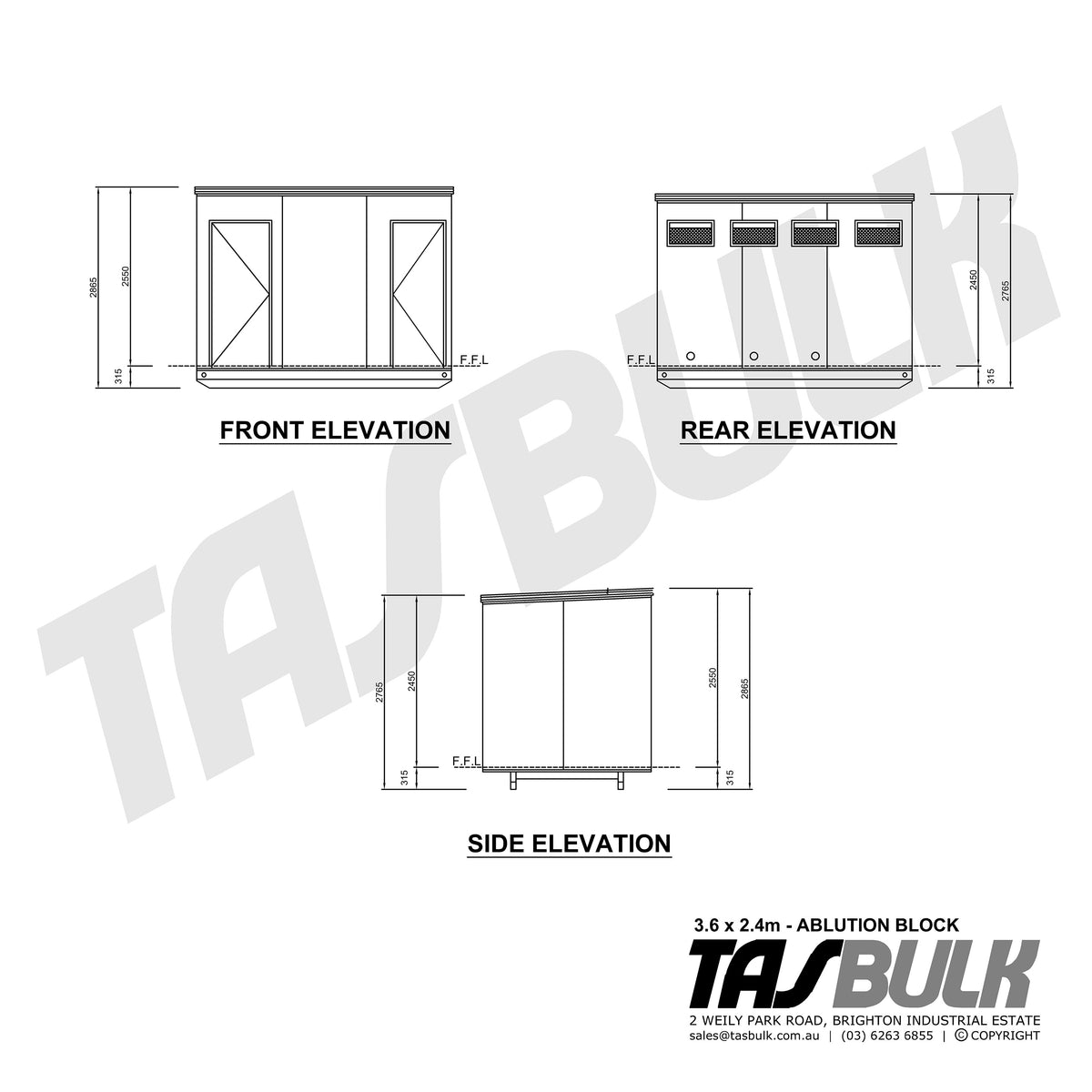 3.6 x 2.4m Ablution Block – Tasbulk