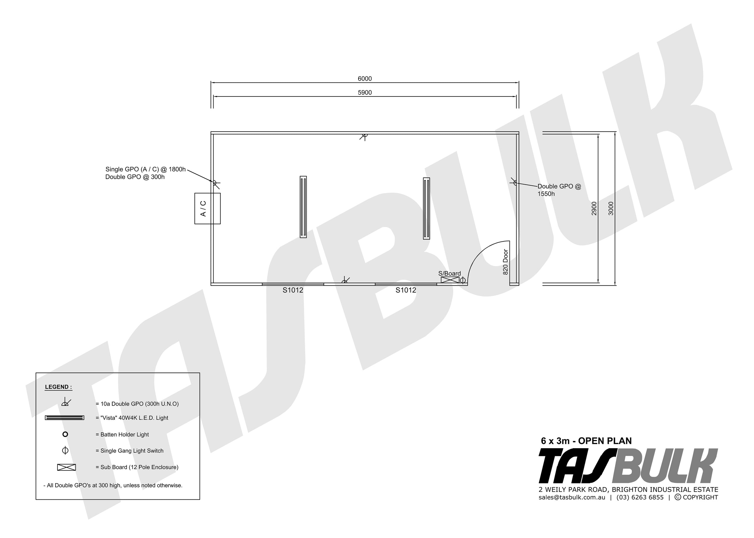 6.0 x 3.0m Open Room Office – Tasbulk