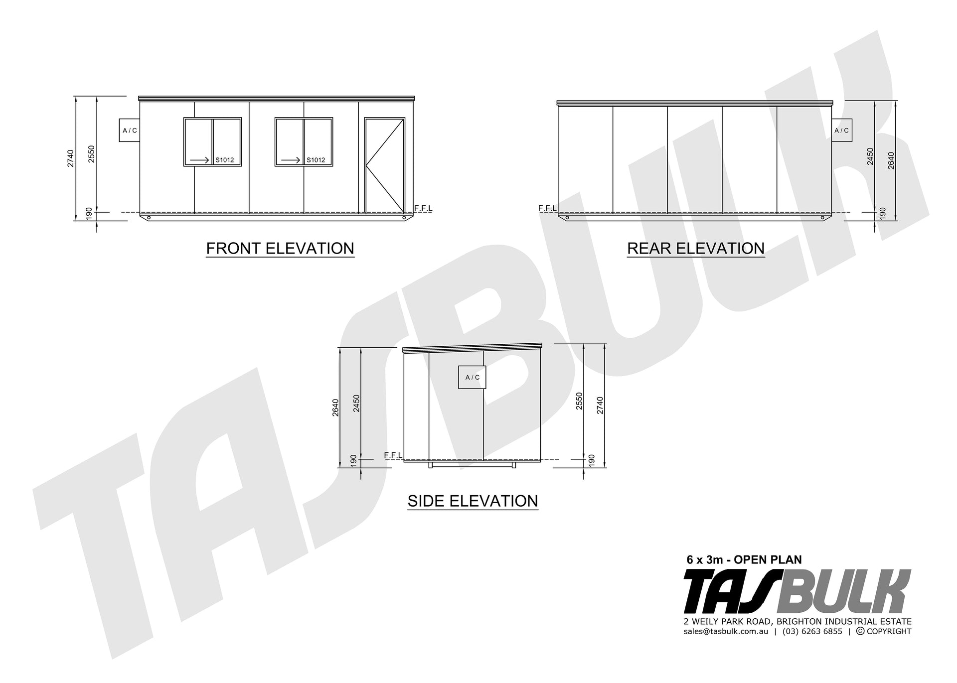 6.0 x 3.0m Open Room Office – Tasbulk