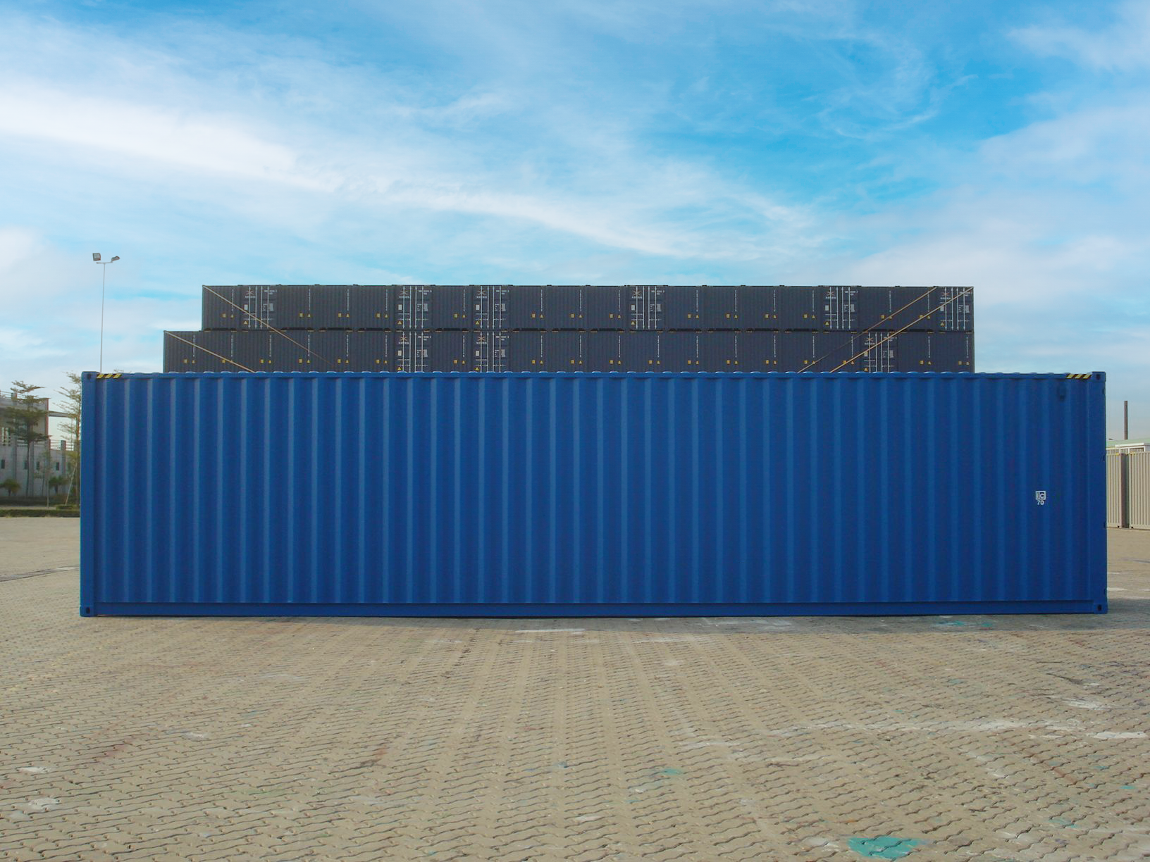 Shipping Container Side View White Cargo Container. Side View Stock